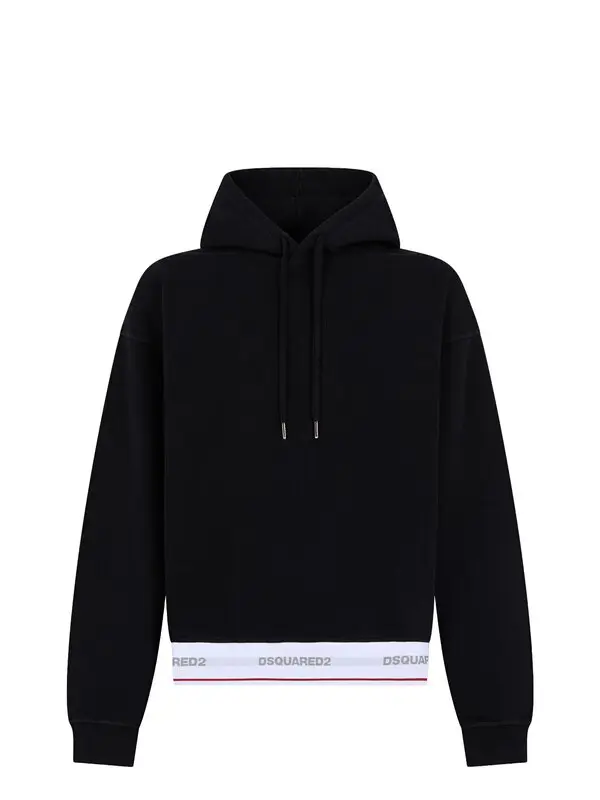 Dsquared2 Relaxed Fit Hoodie With Logo Band - Black