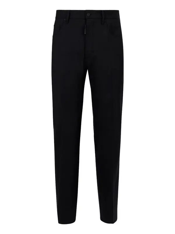 Dsquared2 Tailored Straight Leg Trousers In Light Worsted Wool With Stretch - Black