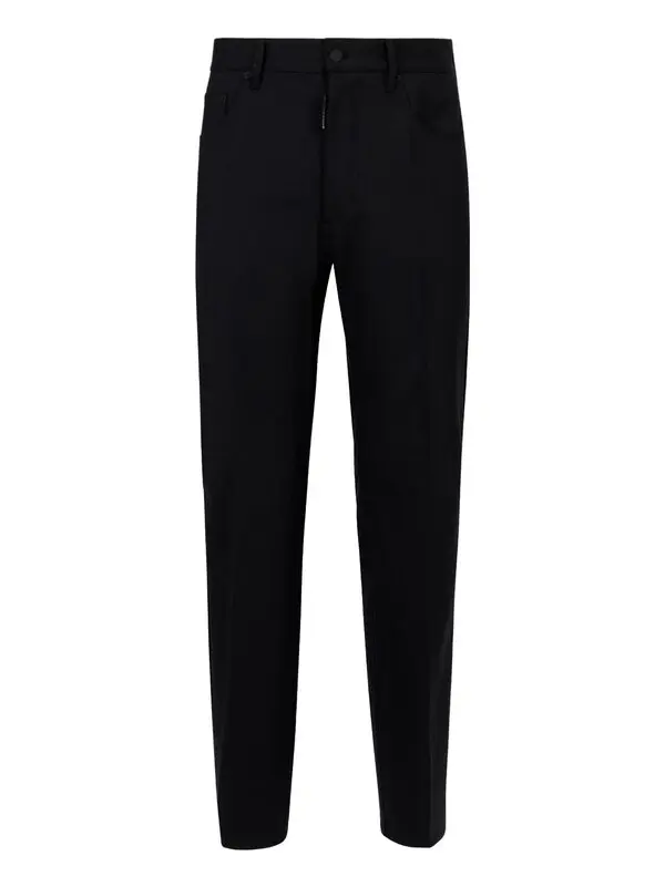 Dsquared2 Tailored Straight Leg Trousers In Light Worsted Wool With Stretch - Black