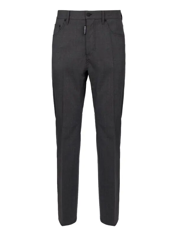Dsquared2 Tailored Straight Leg Trousers In Light Worsted Wool With Stretch - Grey
