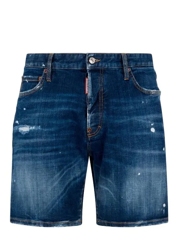 Dsquared2 Medium Wash Distressed Denim Shorts - Blue