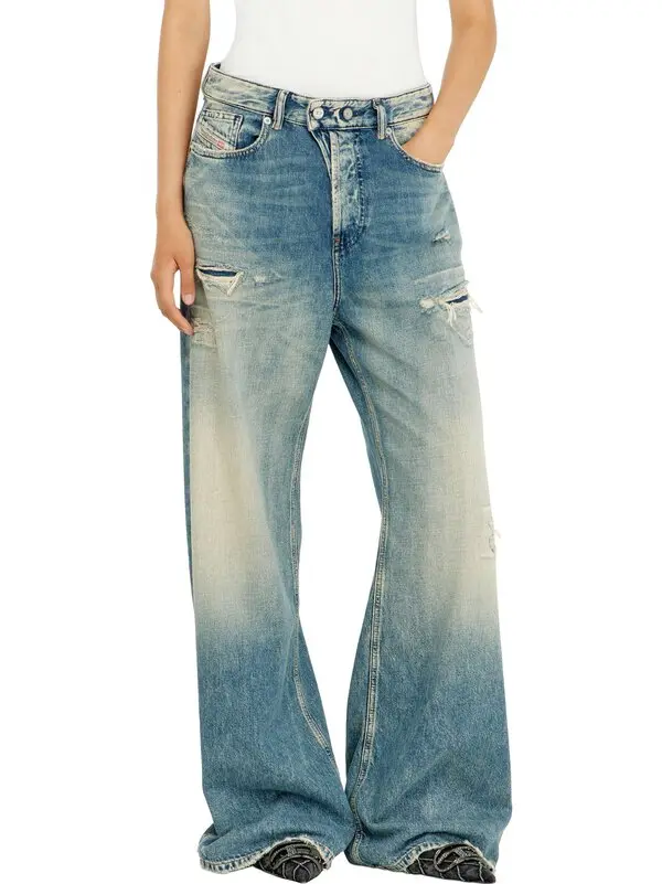 DIESEL® Relaxed Fit Low Waist Wide Leg Jeans - Blue