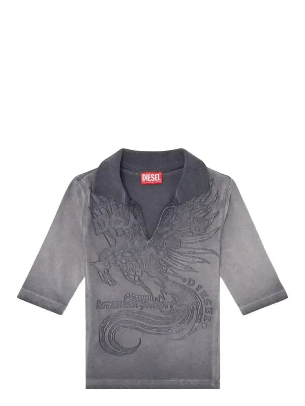DIESEL® Slim Fit Polo With Dévoré Print - Grey