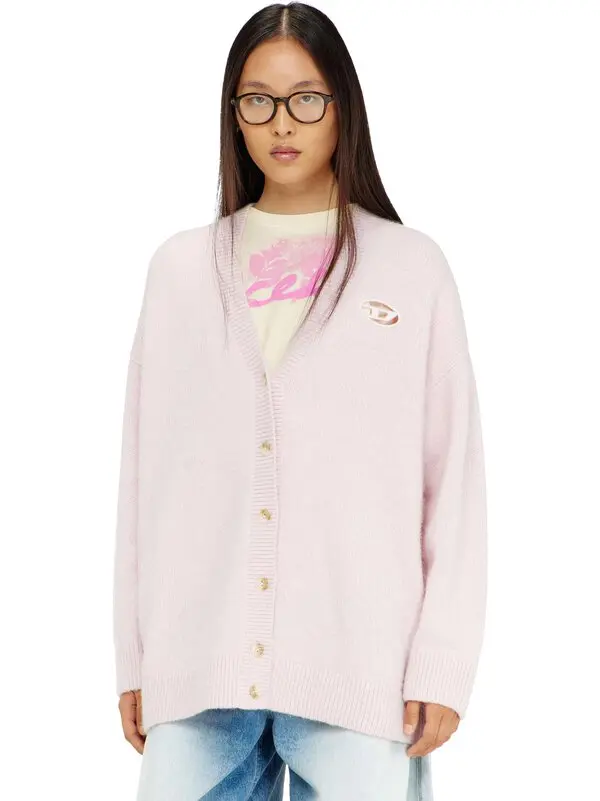 DIESEL® Wool And Alpaca Blend V-neck Cardigan - Pink
