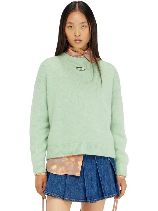DIESEL® Jumper In Wool And Alpaca Blend With Cut-out Oval D - Green