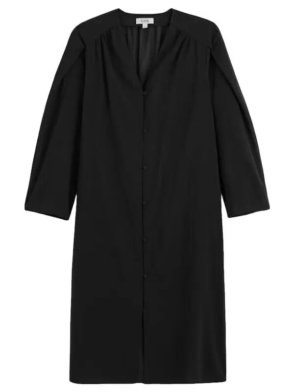 Cos Gathered Cotton Midi Kaftan Dress - Black