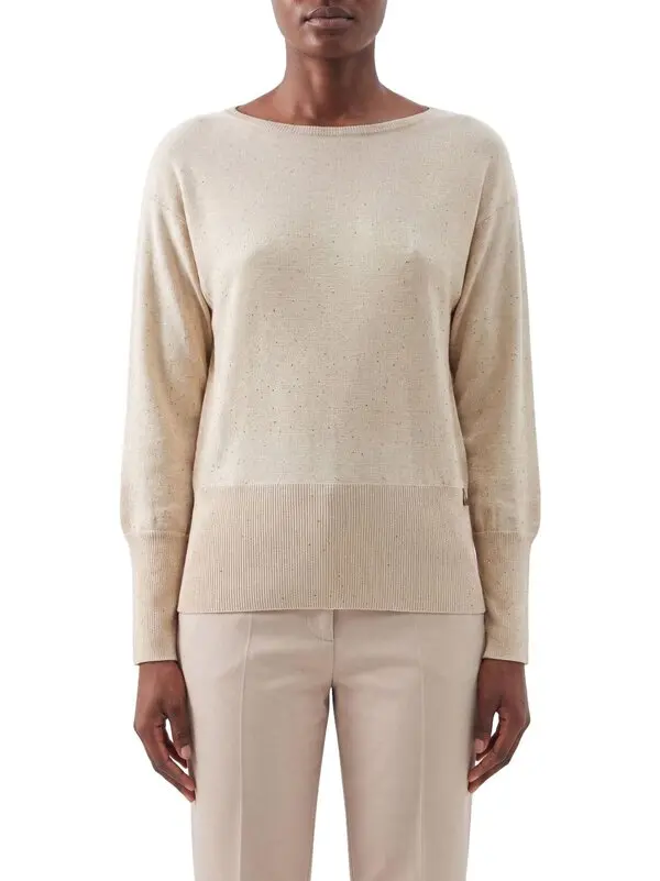 Herno Lurex And Viscose Boat Neck Jumper - Beige