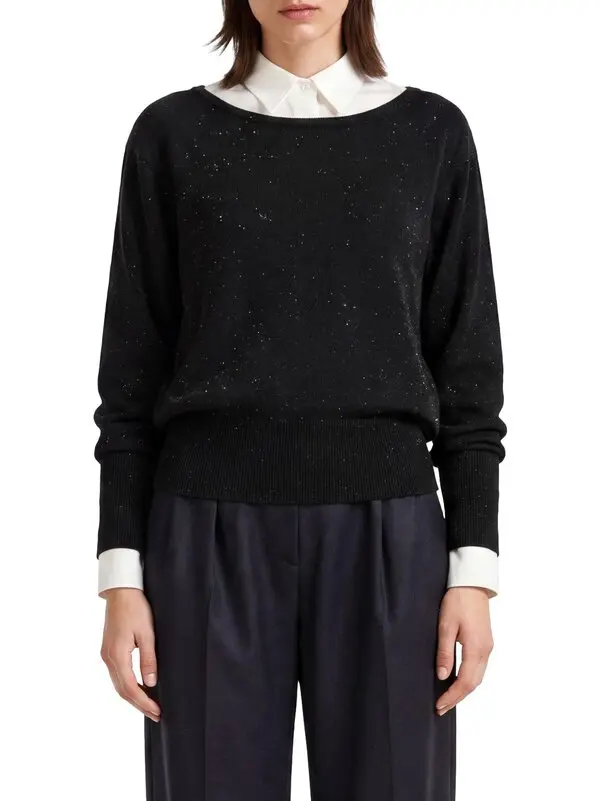 Herno Knitted Sweater With Metallic Flecks - Black