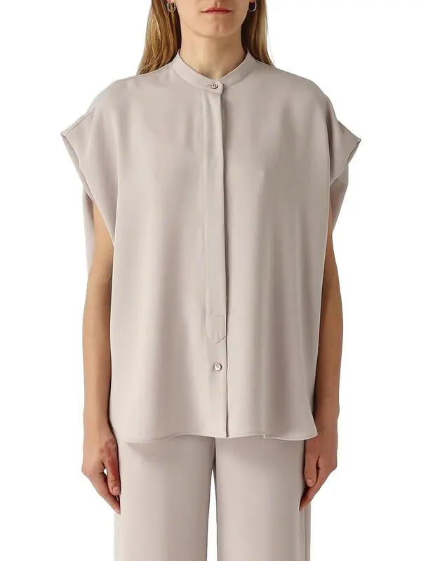 Herno Short-sleeved Mandarin Collar Shirt - Grey