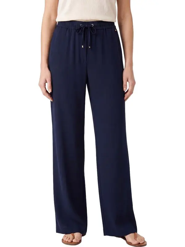 Herno High-waisted Jersey Palazzo Trousers With Drawstring - Blue