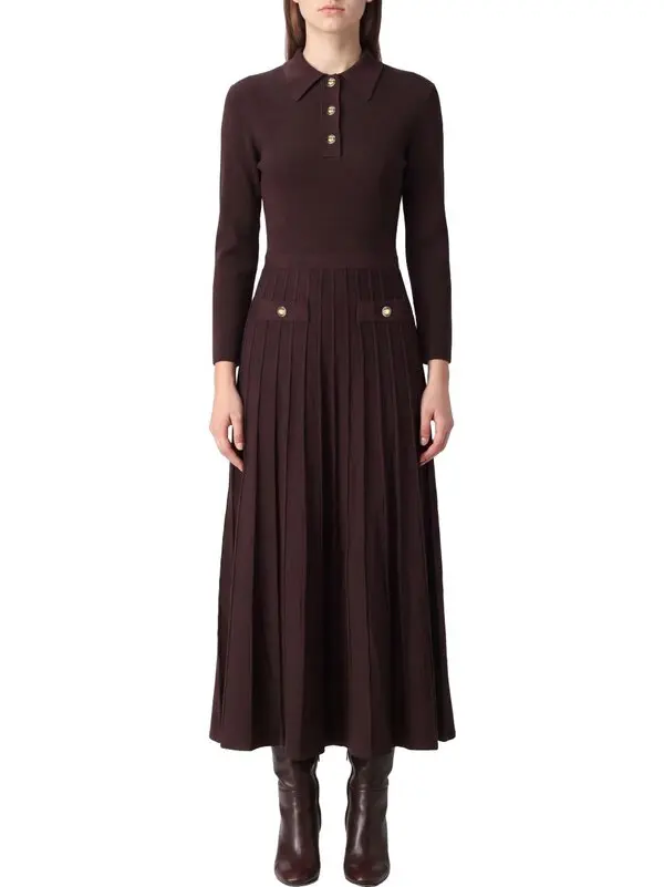 Michael Kors Ribbed-knit Recycled Viscose Midi Polo Shirt Dress - Brown