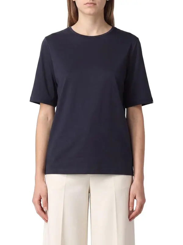 Herno Short-sleeved Crew Neck T-shirt In Pure Cotton - Blue