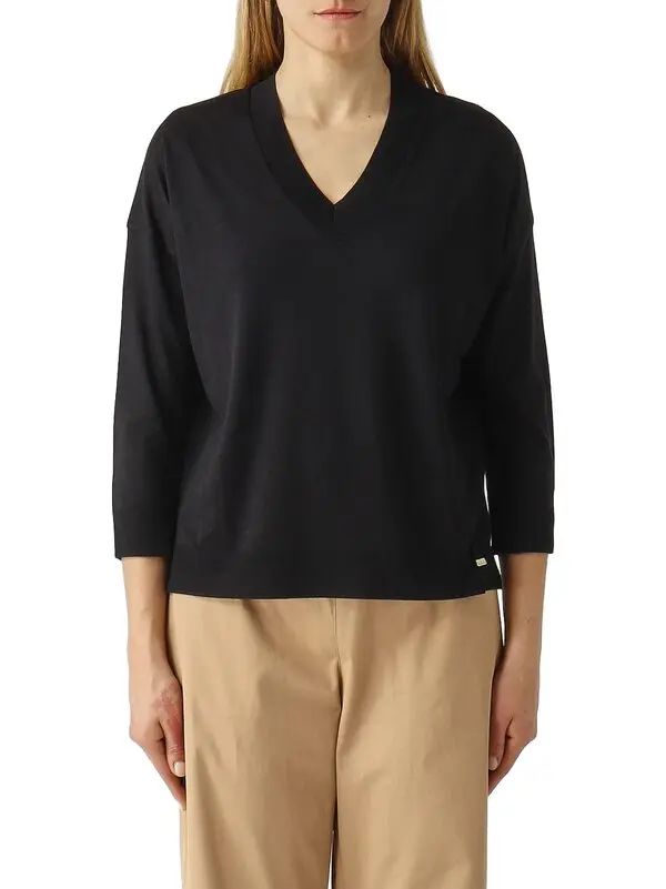 Herno Lyocell Jumper With Teddy Bear Print - Black