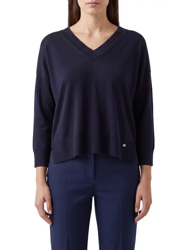 Herno Lyocell Jumper With Teddy Bear Print - Navy
