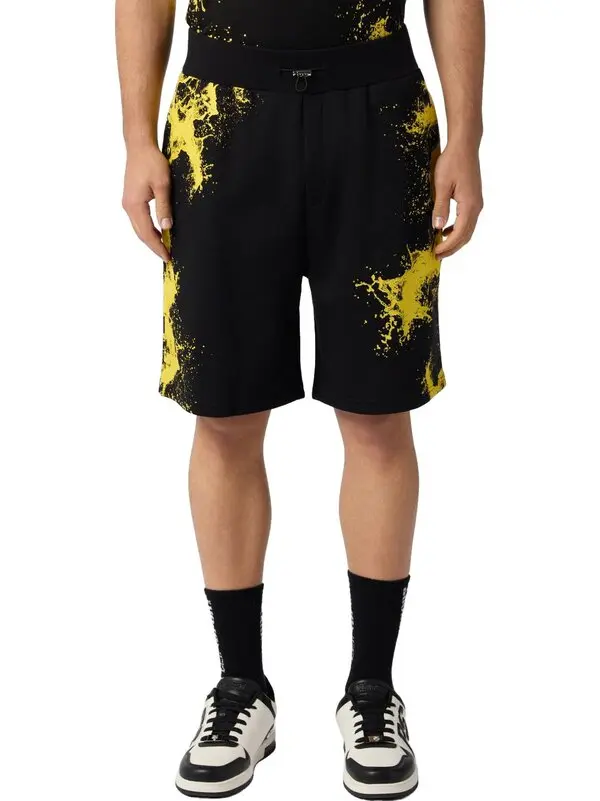 PLEIN SPORT Jersey Abstract Print High-waist Jogging Shorts - Black