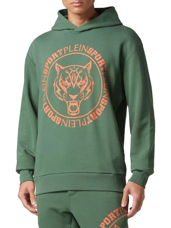 PLEIN SPORT Graphic Print Hooded Sweatshirt - Green