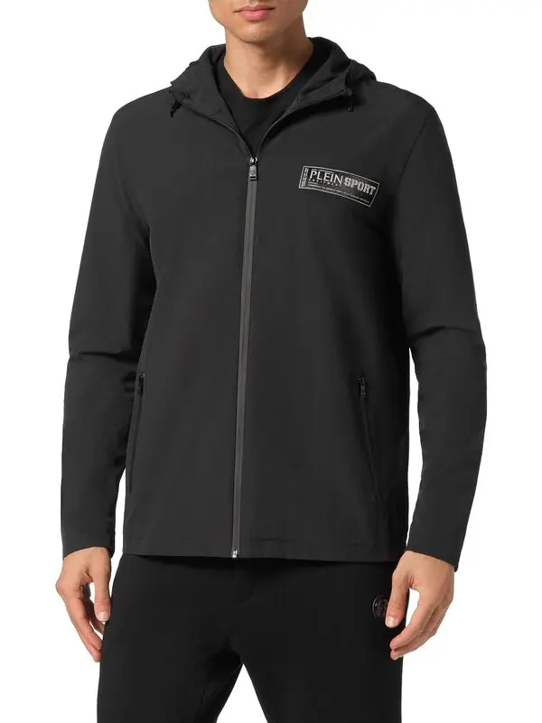 PLEIN SPORT Zip-up Hooded Jacket - Black