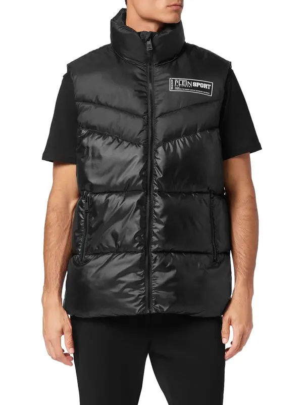 PLEIN SPORT Puffer Vest With High Neck - Black