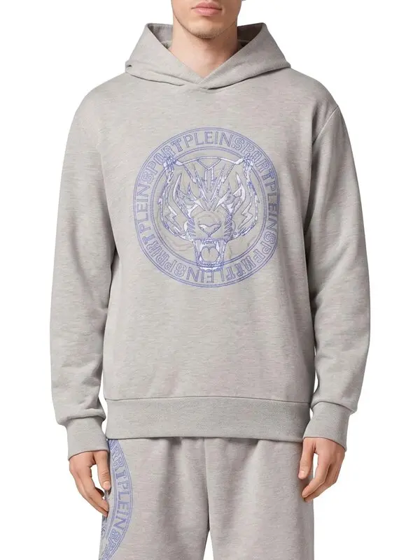 PLEIN SPORT Tiger Cotton Hoodie - Blue