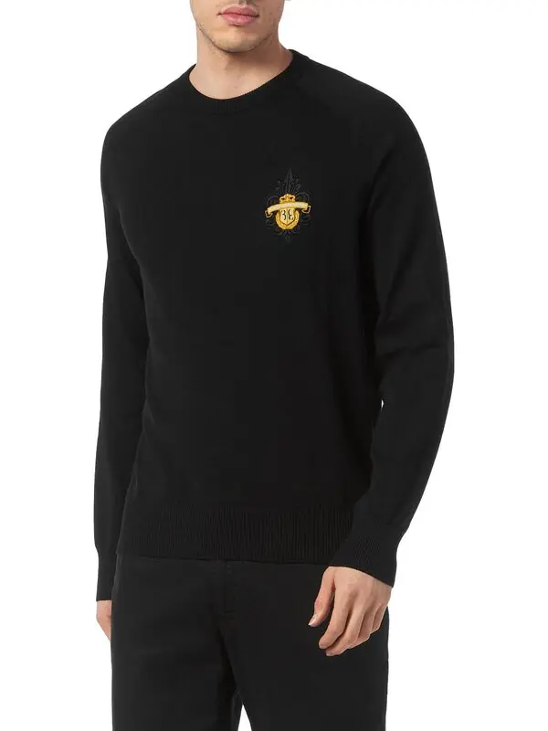 BILLIONAIRE Embroidered Sweater - Black