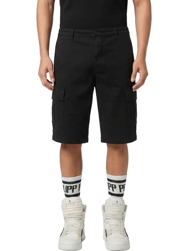 Philipp Plein Cotton Cargo Shorts - Black
