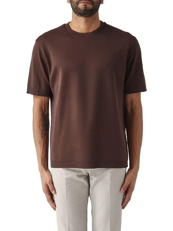 Herno Crew-neck Short-sleeved T-shirt In Cotton - Dark