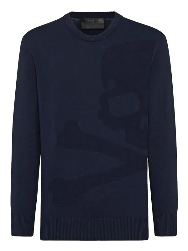 Philipp Plein Skull Print Crewneck Jumper - Blue