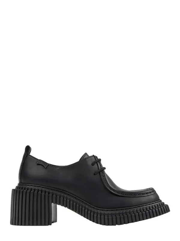 Camper Leather Lace-up Shoes With Block Heel - Black
