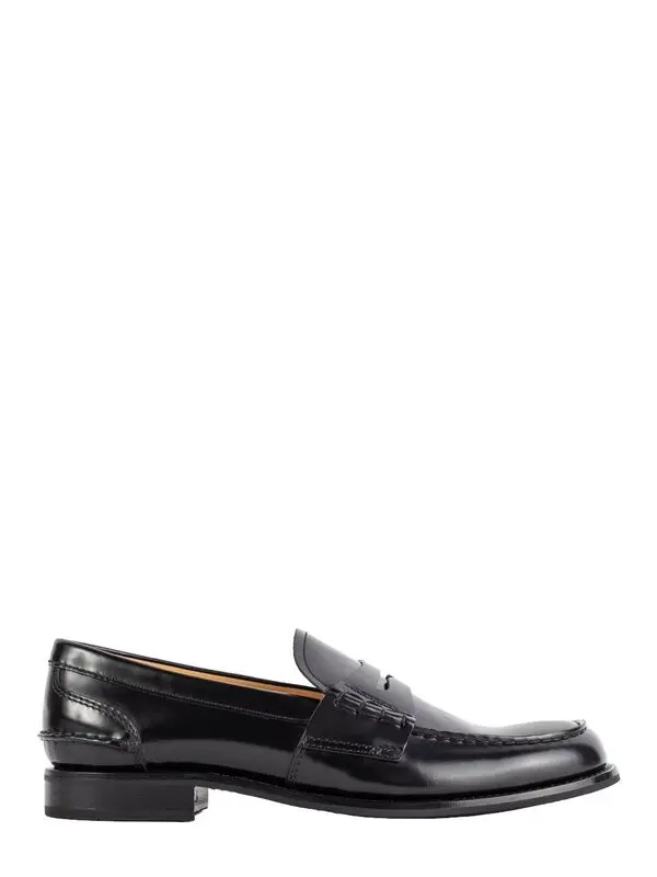 Church's Brushed Leather Penny Loafers With Raised Apron Toe - Black