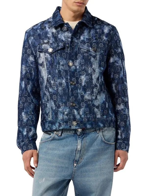 Philipp Plein Printed Denim Jacket - Navy