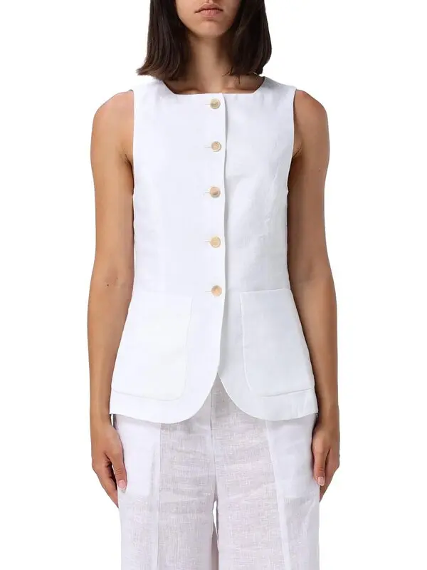 SEMICOUTURE Sleeveless Button-up Vest - Natural