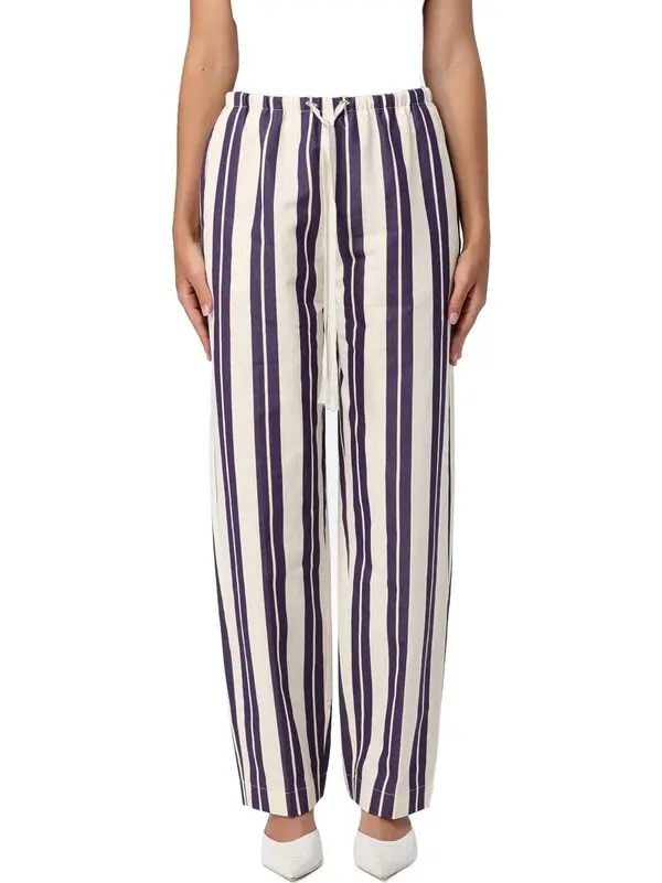FORTE_FORTE Striped Drawstring Trousers - Blue