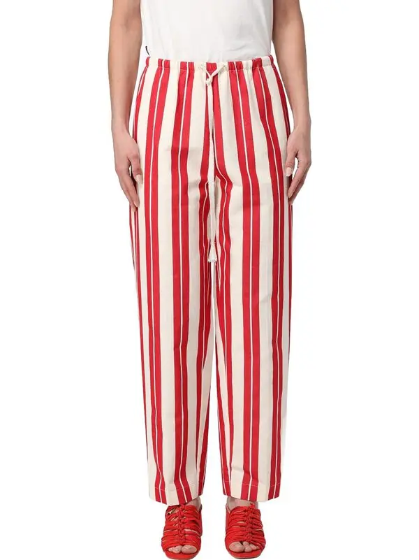 FORTE_FORTE Striped Wide Leg Trousers - Red