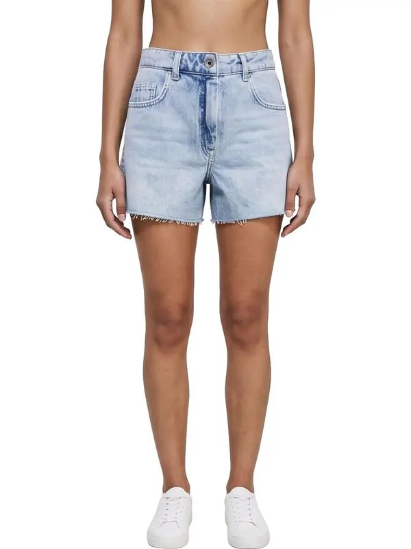 Patrizia Pepe Shorts With Frayed Hem - Denim