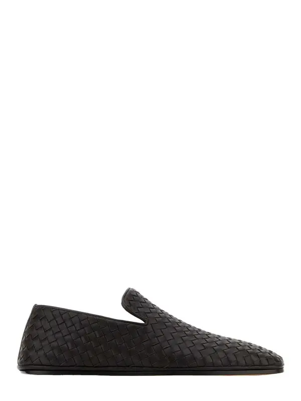 Bottega Veneta Palazzo Intrecciato Lambskin Loafers - Coffee