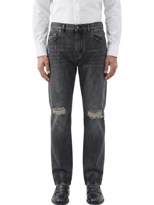 Dolce & Gabbana Distressed Straight Leg Jeans - Grey
