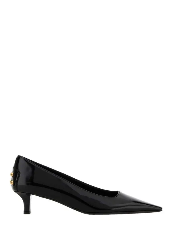 TOD'S Patent Leather Pointed Toe Kitten Heel Pumps - Black