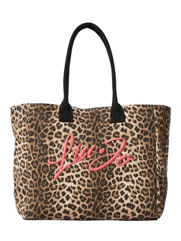 Liu Jo Leopard Print Tote Bag With Embroidered Logo - Multicolor