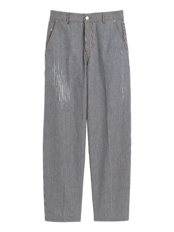 AMI Paris Balloon-fit Striped Cotton Jeans - Indigo/ecru