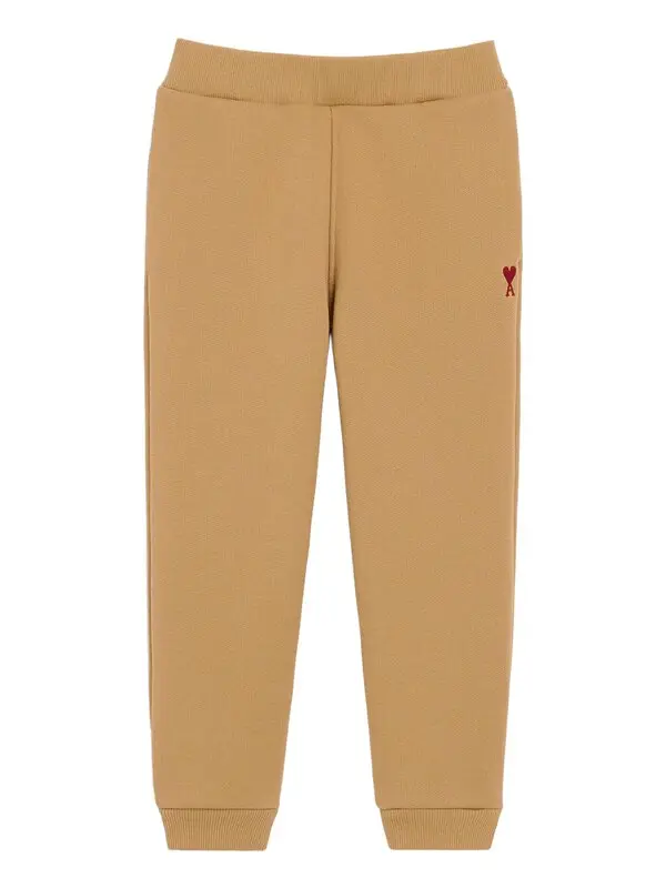AMI Paris Brown Cotton Track Pants With De Coeur Brown - Camel