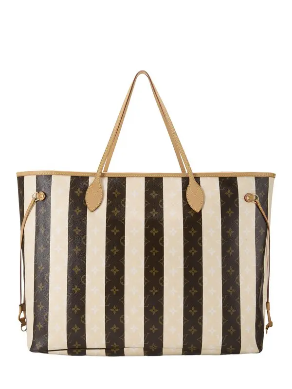 LOUIS VUITTON Monogram Rayures Neverfull Tote - Brown