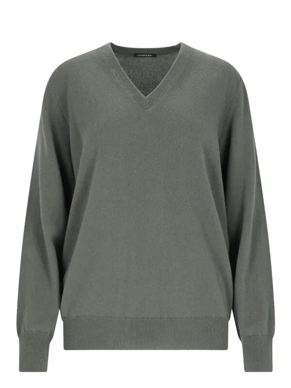CANESSA V-neck Knit Sweater - Green