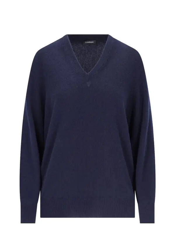 CANESSA 100% Cashmere V-neck Pullover - Blue