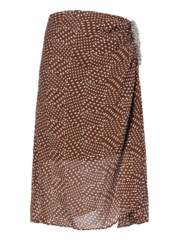 Dries Van Noten Printed Viscose Skirt With Silk Lining - Brown