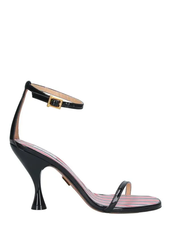 Thom Browne Patent Leather Ankle Strap High Heel Sandals - Black