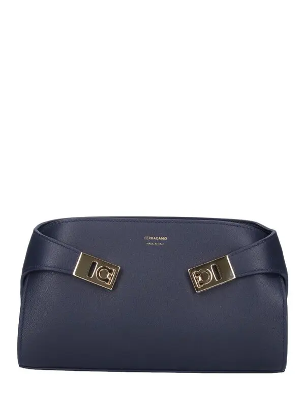FERRAGAMO Calf Leather Shoulder Bag - Blue