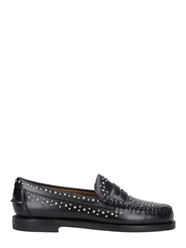 SEBAGO Leather Flat Shoes With Stud Embellishments - Black