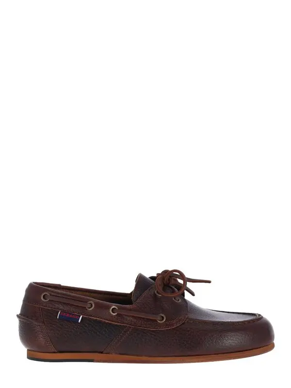 SEBAGO Leather Flat Shoes With Stud Embellishments - Brown