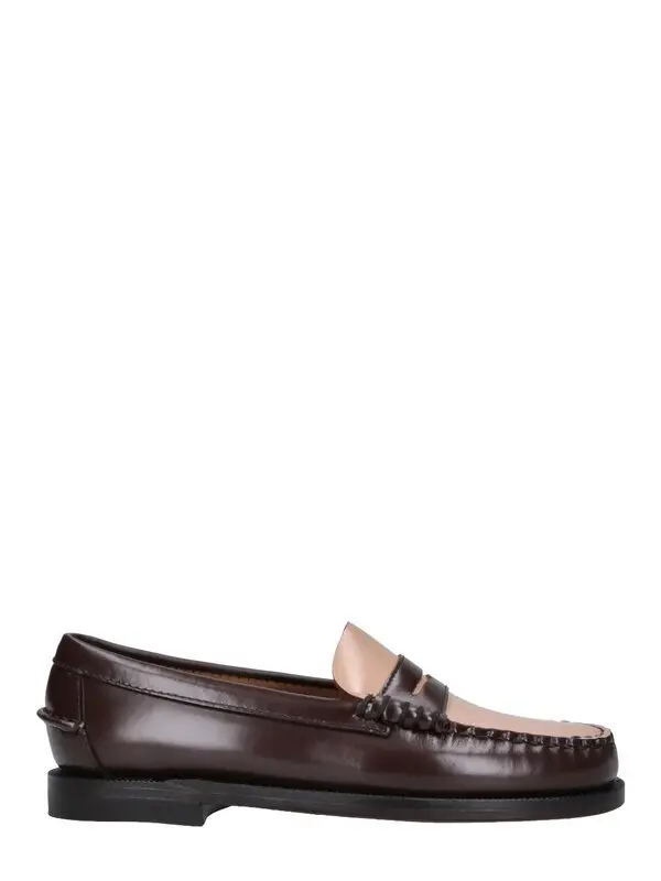 SEBAGO Leather Loafers With Stud Embellishments - Brown
