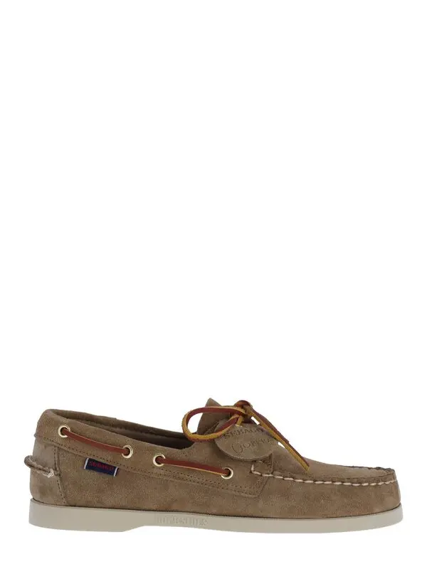 SEBAGO 100% Leather Flat Shoes With Lace Fastening - Brown